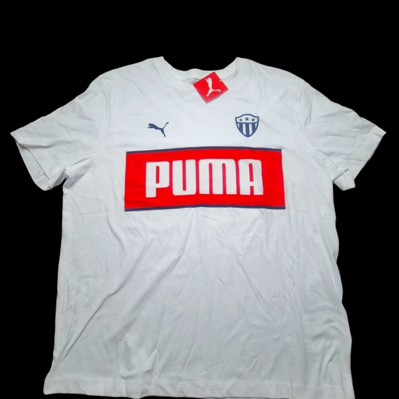 Puma | Shirts | Puma Mens Sports Training Striped Badge Tee Puma White ...